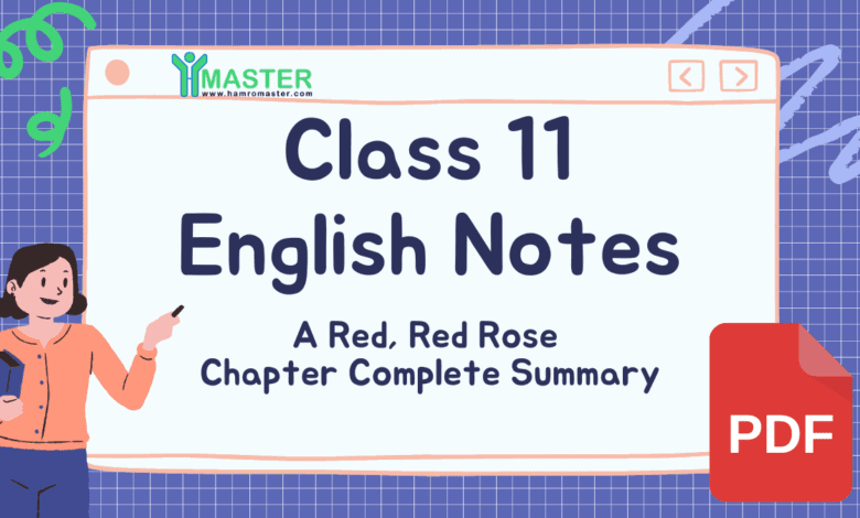 Class 11 English A Red, Red Rose Poem Summary and Analysis | Hamromaster